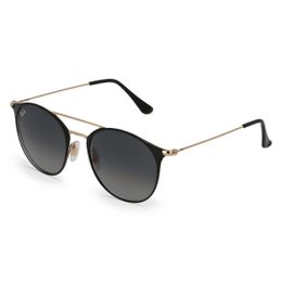 Ray-Ban RB 3546 | Unisex-Sonnenbrille | Fassung: Vollrand, Panto, Edelstahl, Schwarz Gold | Glasfarbe: Grau Verlaufend