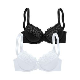 PETITE FLEUR BY LASCANA B&uuml;gel-BH schwarz+wei&szlig; Gr. 115D. Mit B&uuml;gel