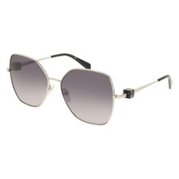 Liu Jo LJ160S | Unisex-Sonnenbrille | Fassung: Vollrand, Rund, Metall, Silber | Glasfarbe: Braun Verlaufend