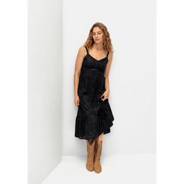 Lascana Midikleid schwarz Gr. 34 f&uuml;r Damen. Mit V-Ausschnitt. Figurumspielend. Nachhaltig.