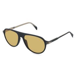 David Beckham DB 1200/S | Herren-Sonnenbrille | Fassung: Vollrand, Pilot, Acetat, Schwarz Matt | Glasfarbe: Gelb