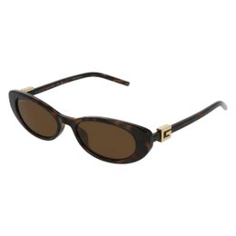 Gucci GG1680S G SQUARED | Damen-Sonnenbrille | Fassung: Vollrand, Cat Eye, Kunststoff, Havanna | Glasfarbe: Braun