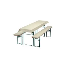 NYVI Bierbankauflagen Set NYVIGala 3 teilig - Auflagen f&uuml;r Bierzeltgarnitur - Tischdecke f&uuml;r Biertisch & Sitzpolster f&uuml;r Bierb&auml;nke Farbe:Ecru;Gr&ouml;&szlig;e:240x90 cm