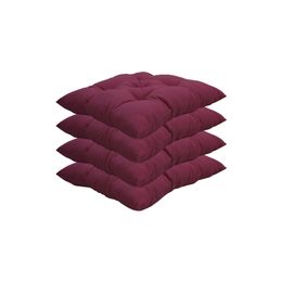 NYVI Stuhlkissen Genua 38x38 cm 4er Pack Sitzkissen mit Steppung Farbe:Berry