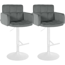 CLP Barhocker 2er Set mit Lehne Los Angeles, Barstuhl gepolstert Samt, Tresenstuhl mit Fu&szlig;st&uuml;tze h&ouml;henverstellbar und drehbar, bis 150 kg