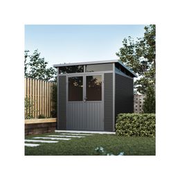 Weide Gartenhaus Aluminium & WPC Ger&auml;tehaus mit Doppelt&uuml;r 218x218 cm Wetterfest in Anthrazit?