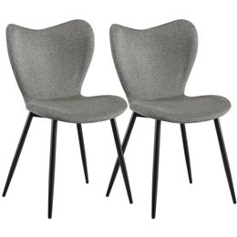 CLP Esszimmerst&uuml;hle 2er Set gepolstert Maika, Polsterst&uuml;hle ergonomisch mit R&uuml;ckenlehnen, K&uuml;chenst&uuml;hle mit Metallgestellen, belastbar bis 150 kg