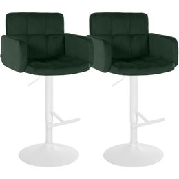 CLP Barhocker 2er Set mit Lehne Los Angeles, Barstuhl gepolstert Samt, Tresenstuhl mit Fu&szlig;st&uuml;tze h&ouml;henverstellbar und drehbar, bis 150 kg