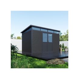 Weide Gartenhaus Aluminium & WPC Ger&auml;tehaus mit Doppelt&uuml;r 338x218 cm Wetterfest in Anthrazit?