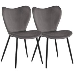 CLP Esszimmerst&uuml;hle 2er Set gepolstert Maika, Polsterst&uuml;hle ergonomisch mit R&uuml;ckenlehnen, K&uuml;chenst&uuml;hle mit Metallgestellen, belastbar bis 150 kg