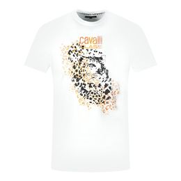 Cavalli Class Leopardenmuster Silhouette Wei&szlig;es T-Shirt