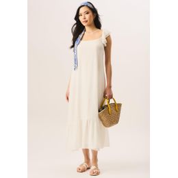 R&uuml;schen-Maxikleid mit kurzen &Auml;rmeln