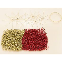 buttinette Drahtsterne-Set, rot-gold, 5 St&uuml;ck
