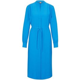 BOSS - "Dibanorah" Midi Hemd Kleid f&uuml;r Damen, Hals Kerbe, Lang&auml;rmlig (Leuchtendes Blau)