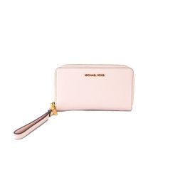 Michael Kors Jet Set Gro&szlig;e Signatur Leder Flach Multifunktionale Telefon Handgelenktasche Geldb&ouml;rse (Puderrosa/Edelstahl)