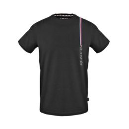Aquascutum - T-Shirt f&uuml;r Herren, Rundhalsausschnitt, Regul&auml;r (Schwarz)