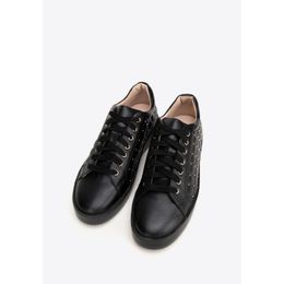 Wittchen Damen-Sneaker aus Leder mit gestepptem Obermaterial, schwarz