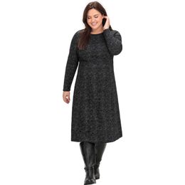 sheego Damen Shirtkleid mit Jacquardmuster bedruckt schwarz-gemustert Gr&ouml;&szlig;e 48