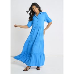 Maxikleid im Skater-Stil mit blauen Kn&ouml;pfen
