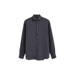 Hemd marineblau aus Leinen im Regular Fit mit Polo Club Patch