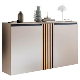 Moderano Schuhschrank, Eiche, Greige, Holz, Holzwerkstoff, Wildeiche, furniert, 4 F&auml;cher, 147x82x30 cm, Made in Germany, Typenauswahl, individuell planbar, Beim&ouml;bel erh&auml;ltlich, h&auml;ngend, Garderobe, Schuhaufbewahrung, Schuhschr&auml;nke