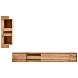 Cantus Wohnwand, Wildeiche, Holz, 2-teilig, Wildeiche, massiv, 220x160x40 cm, h&auml;ngend, Wohnzimmer, Wohnw&auml;nde, Anbauw&auml;nde