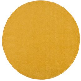 Novel Webteppich Uni, Gelb, Textil, Uni, rund, Oeko-Tex&reg; Standard 100, pflegeleicht, Teppiche & B&ouml;den, Teppiche, Runde Teppiche