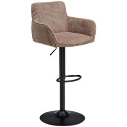 Livetastic Barhocker, Schwarz, Hellbraun, Metall, Textil, Drehteller, 55x91.5-113x52 cm, Sitzfl&auml;che 360&deg; drehbar, inklusive Armlehnen, Esszimmer, Barm&ouml;bel, Barhocker