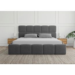 Boxxx Polsterbett, Dunkelgrau, Textil, Birke, Schichtholz, 200x200 cm, in verschiedenen Gr&ouml;&szlig;en erh&auml;ltlich, Stoffauswahl, gepolstertes Kopfteil, Bettkasten, Schlafzimmer, Betten, Polsterbetten