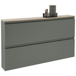Voleo Schuhschrank, Gr&uuml;n, Eiche, Holzwerkstoff, 140.1x80x19 cm, Typenauswahl, h&auml;ngend, Garderobe, Schuhaufbewahrung, Schuhschr&auml;nke