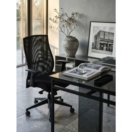 KADIMA DESIGN B&uuml;rostuhl Schwarz Stoff drehbar mit Armlehne, Polsterung und 120 kg Belastbarkeit