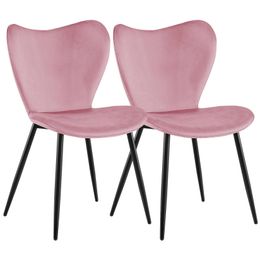 CLP Esszimmerst&uuml;hle 2er Set gepolstert Maika, Polsterst&uuml;hle ergonomisch mit R&uuml;ckenlehnen, K&uuml;chenst&uuml;hle mit Metallgestellen, belastbar bis 150 kg
