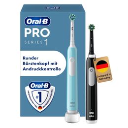 Oral-B Pro Series 1 Elektrische Zahnb&uuml;rste, Doppelpack, Blau/Schwarz Inkl. 2 Aufsteckb&uuml;rsten