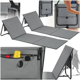 TecTake&reg; 2er Set Strandmatte, stufenlos verstellbare R&uuml;ckenlehne, pulverbeschichtetes Stahlgestell, ultraleicht, inkl. Aufbewahrungstasche