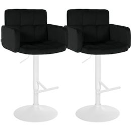 CLP Barhocker 2er Set mit Lehne Los Angeles, Barstuhl gepolstert Samt, Tresenstuhl mit Fu&szlig;st&uuml;tze h&ouml;henverstellbar und drehbar, bis 150 kg