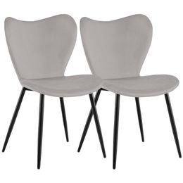 CLP Esszimmerst&uuml;hle 2er Set gepolstert Maika, Polsterst&uuml;hle ergonomisch mit R&uuml;ckenlehnen, K&uuml;chenst&uuml;hle mit Metallgestellen, belastbar bis 150 kg