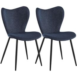 CLP Esszimmerst&uuml;hle 2er Set gepolstert Maika, Polsterst&uuml;hle ergonomisch mit R&uuml;ckenlehnen, K&uuml;chenst&uuml;hle mit Metallgestellen, belastbar bis 150 kg