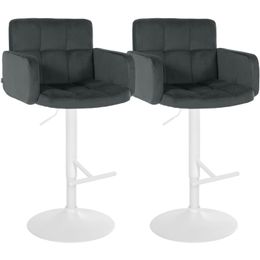 CLP Barhocker 2er Set mit Lehne Los Angeles, Barstuhl gepolstert Samt, Tresenstuhl mit Fu&szlig;st&uuml;tze h&ouml;henverstellbar und drehbar, bis 150 kg
