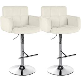 CLP Barhocker 2er Set mit Lehne Los Angeles, Barstuhl gepolstert Samt, Tresenstuhl mit Fu&szlig;st&uuml;tze h&ouml;henverstellbar und drehbar, bis 150 kg