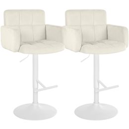 CLP Barhocker 2er Set mit Lehne Los Angeles, Barstuhl gepolstert Samt, Tresenstuhl mit Fu&szlig;st&uuml;tze h&ouml;henverstellbar und drehbar, bis 150 kg