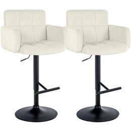 CLP Barhocker 2er Set mit Lehne Los Angeles, Barstuhl gepolstert Samt, Tresenstuhl mit Fu&szlig;st&uuml;tze h&ouml;henverstellbar und drehbar, bis 150 kg