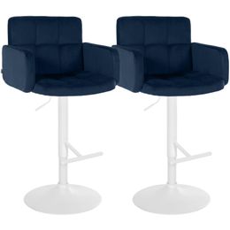 CLP Barhocker 2er Set mit Lehne Los Angeles, Barstuhl gepolstert Samt, Tresenstuhl mit Fu&szlig;st&uuml;tze h&ouml;henverstellbar und drehbar, bis 150 kg
