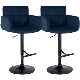 CLP Barhocker 2er Set mit Lehne Los Angeles, Barstuhl gepolstert Samt, Tresenstuhl mit Fu&szlig;st&uuml;tze h&ouml;henverstellbar und drehbar, bis 150 kg