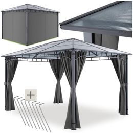 TecTake&reg; Gartenpavillon, mit Aluminiumgestell, pulverbeschichtet, lichtdurchl&auml;ssiges Dach aus Polycarbonat-Platten, inklusive 8 Heringen