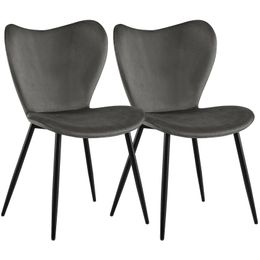 CLP Esszimmerst&uuml;hle 2er Set gepolstert Maika, Polsterst&uuml;hle ergonomisch mit R&uuml;ckenlehnen, K&uuml;chenst&uuml;hle mit Metallgestellen, belastbar bis 150 kg