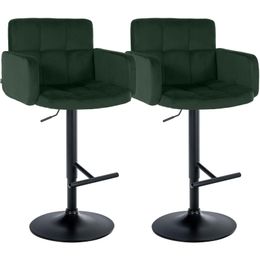CLP Barhocker 2er Set mit Lehne Los Angeles, Barstuhl gepolstert Samt, Tresenstuhl mit Fu&szlig;st&uuml;tze h&ouml;henverstellbar und drehbar, bis 150 kg
