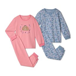 Tchibo - 2 Kinder-Pyjamas - M&auml;dchen - Gr. 98/104 - dunkelrosa/print