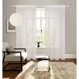 Gardine Bruno Banani, B:135cm H:175cmnatur, Polyester, Wohnzimmer, Gardinen, "Lazlo", Leinenoptik mit Leinen, Streifen, pflegeleicht, Wohn -und