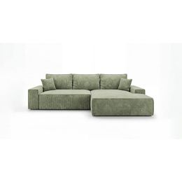 Cornero Ecksofa, Hellgr&uuml;n, Textil, Echtholz,Buche, 3-Sitzer, L-Form, 280x184 cm, Wohnzimmer, Sofas & Couches, Wohnlandschaften, Ecksofas