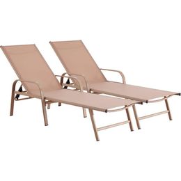 Habitat Garten Sonnenliege, Braun, Metall, 59x45x193 cm, Gartenm&ouml;bel, Gartenliegen